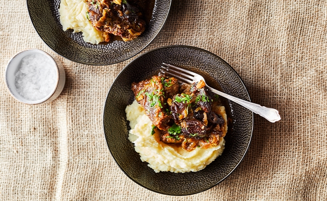 Slow Cooked Ox Cheeks with Prunes & Walnuts Recipe