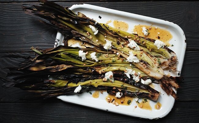 Charred Leeks with Brown-butter Vinaigrette, Goat’s Cheese & Toasted ...